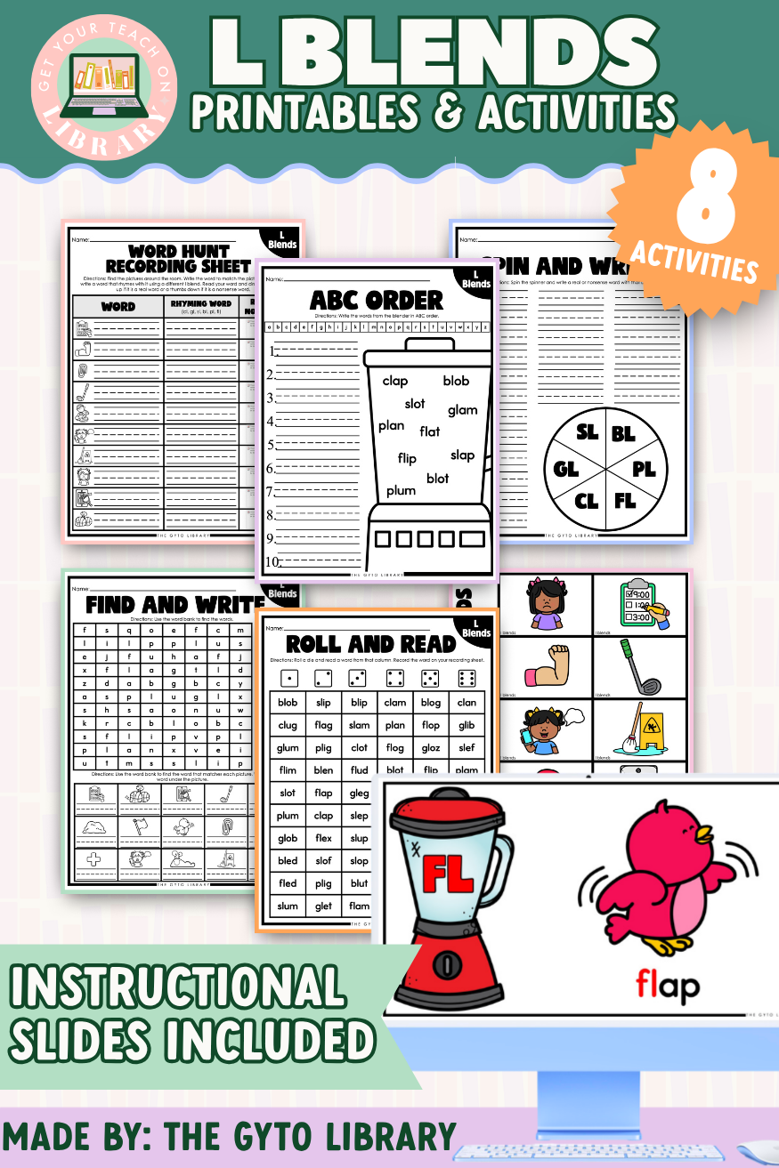 L Blends Word Work Activities | Supplemental Phonics Practice for Deco ...
