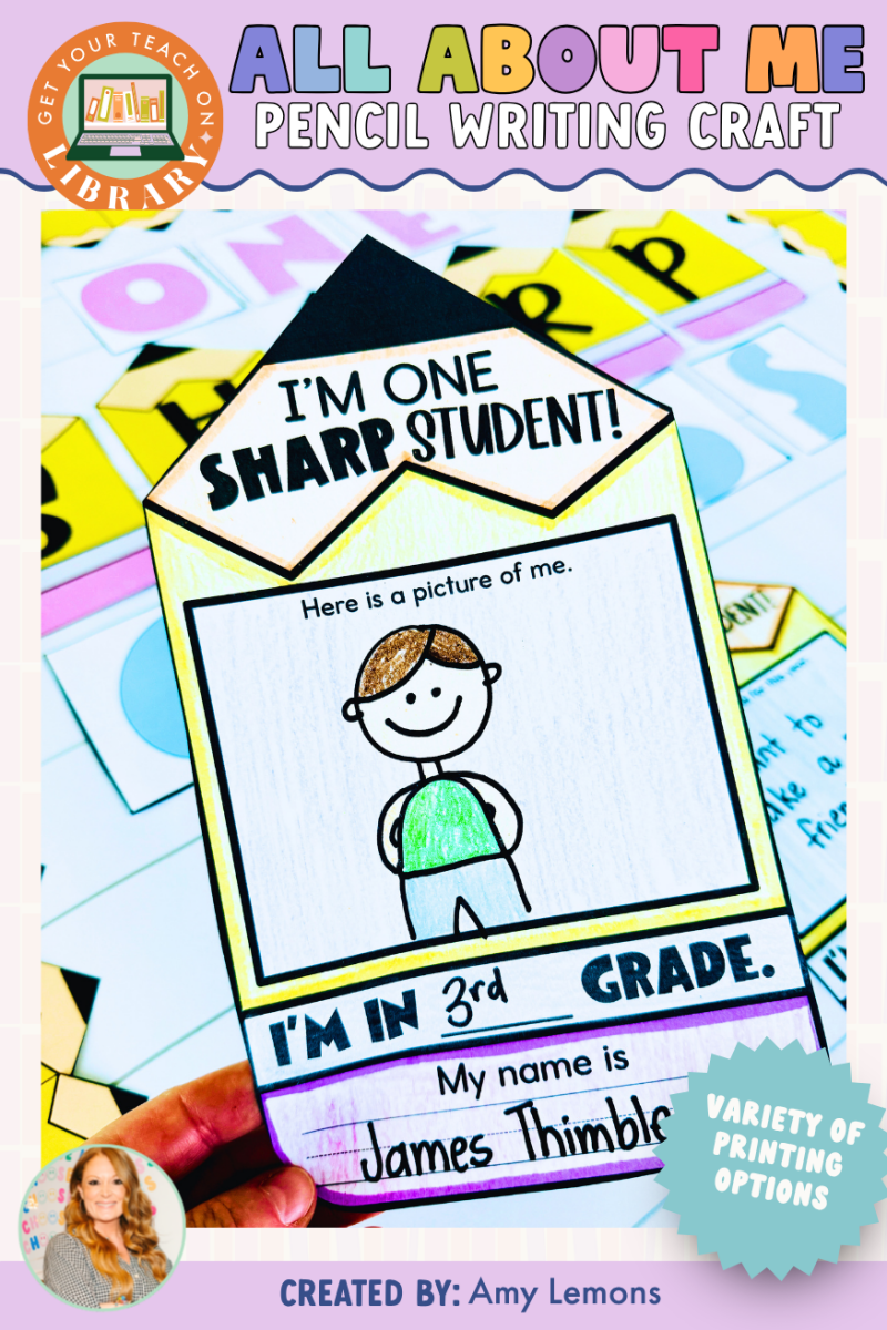 All About Me Pencil Activity & Writing | Pencil Craft & Bulletin Board ...