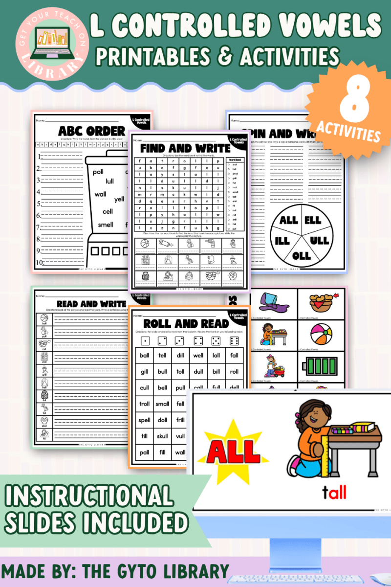 L Controlled Vowels Word Practice | Supplemental Phonics Activities fo ...
