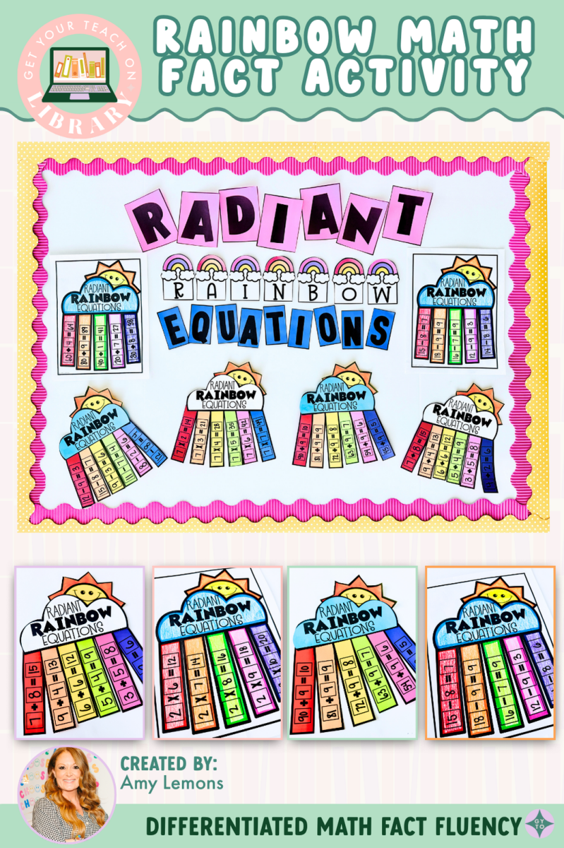 Rainbow Math Bulletin Board and Fact Fluency Craft for St. Patrick's D ...